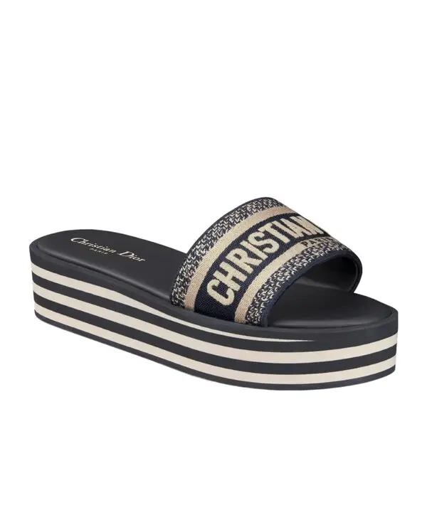 Dior Dway Platform Slide Sandals - Dark Blue | Editorialist